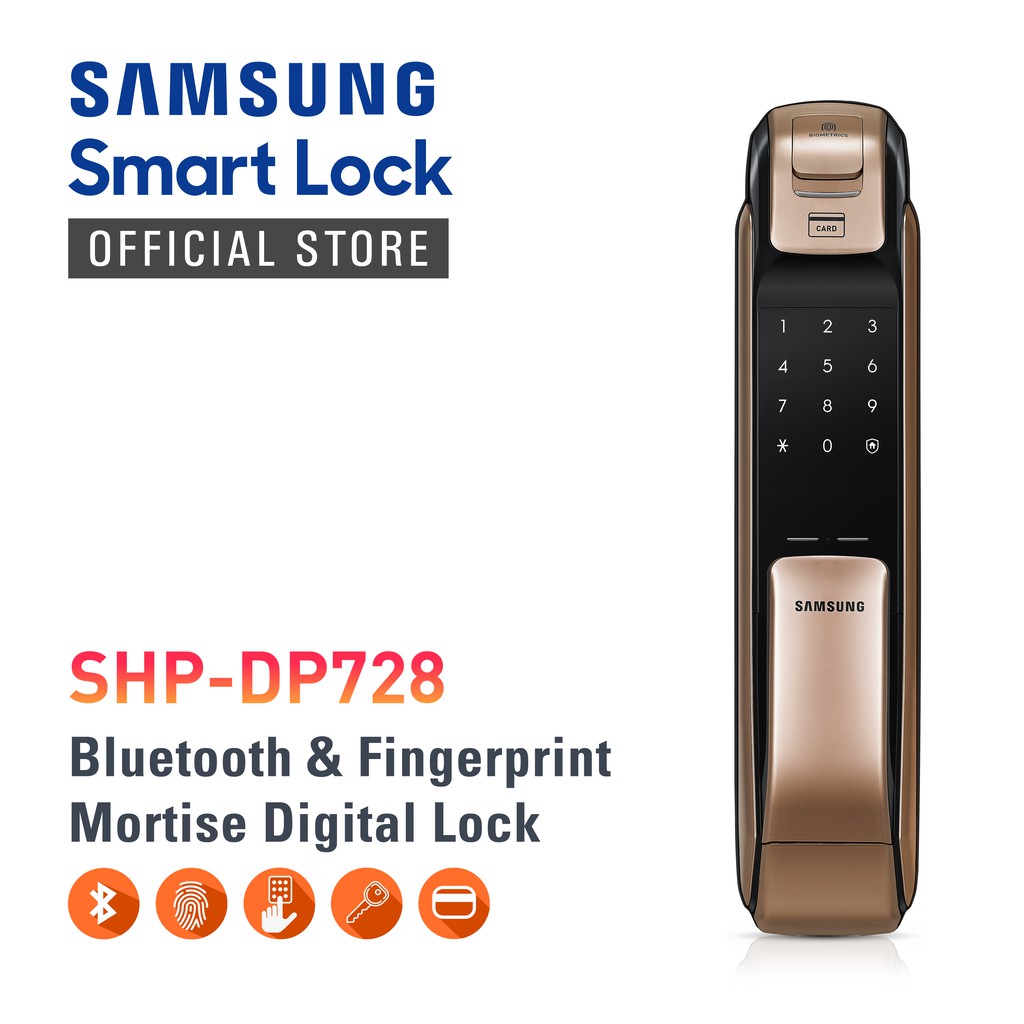SHP-DP728 Bluetooth PUSH PULL Samsung Digital Door Lock | Shopee Singapore