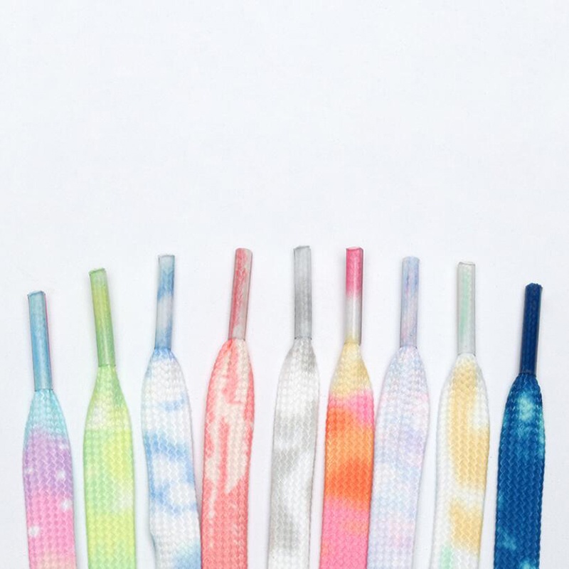 Tie-dyed Shoe Laces Sneakers Flat No Tie Lazy Shoe Lace Gradient Flat ...