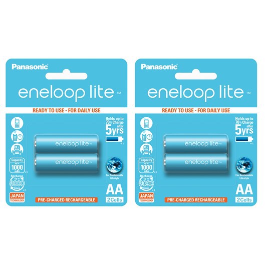 [bundle Of 2] Eneloop Lite Aa 2pcs Rechargeable Battery Panasonic