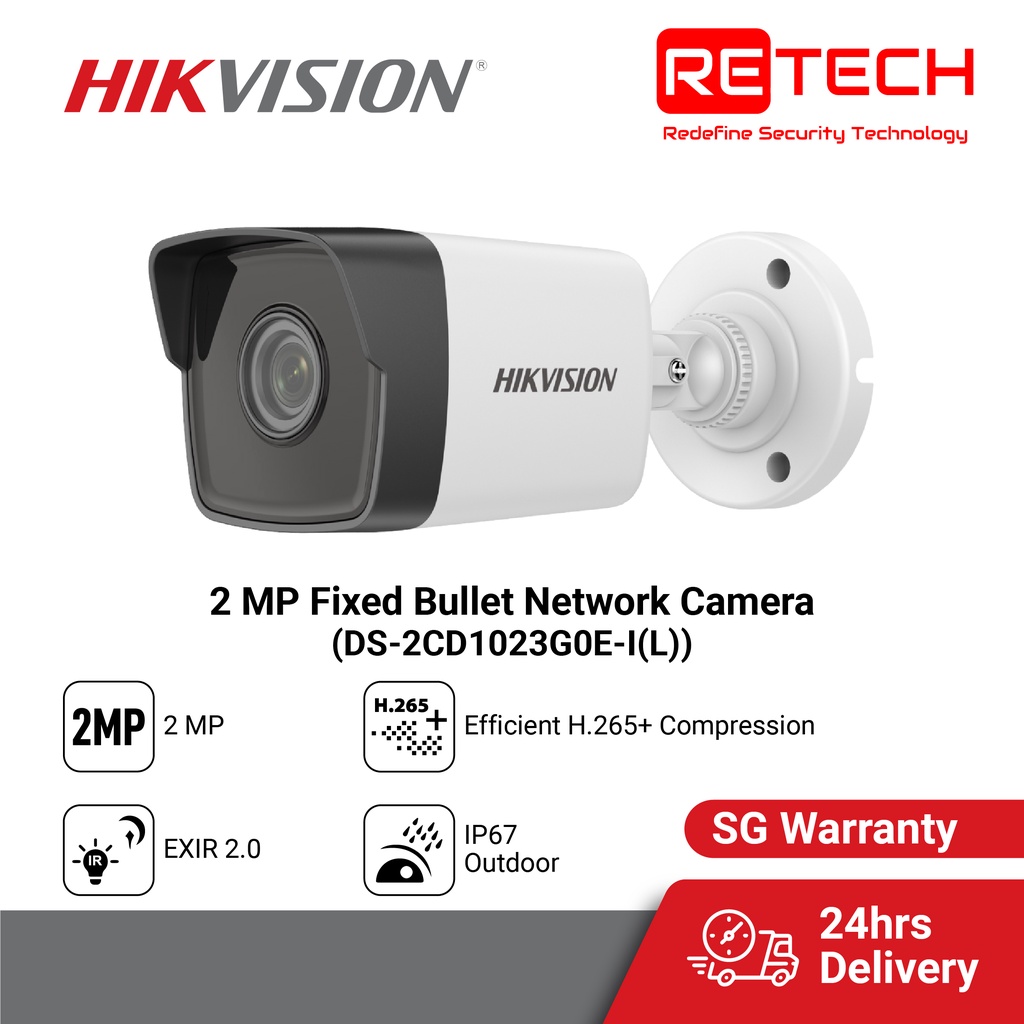 [Retech] HIKVISION 2MP Fixed Bullet Network CCTV Sercurity IP Camera Clear Waterproof IP67 DS ...