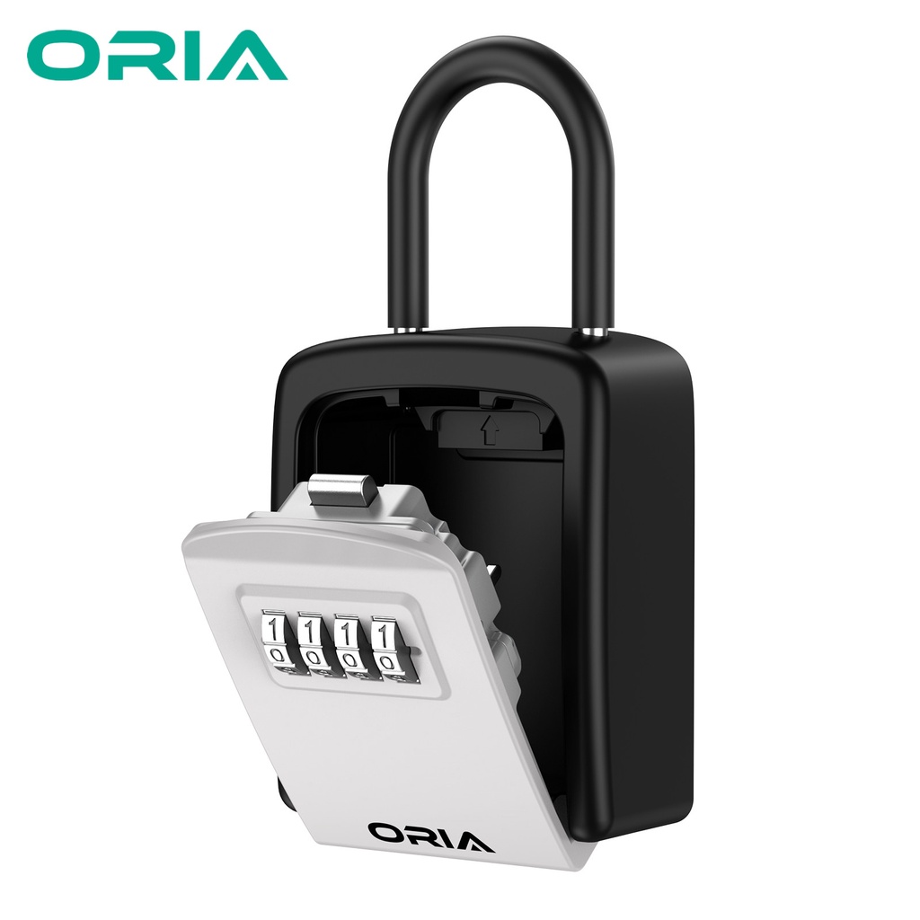 ORIA Home Weatherproof 4-Digit Combination Key Box Wall Mounted Padlock ...
