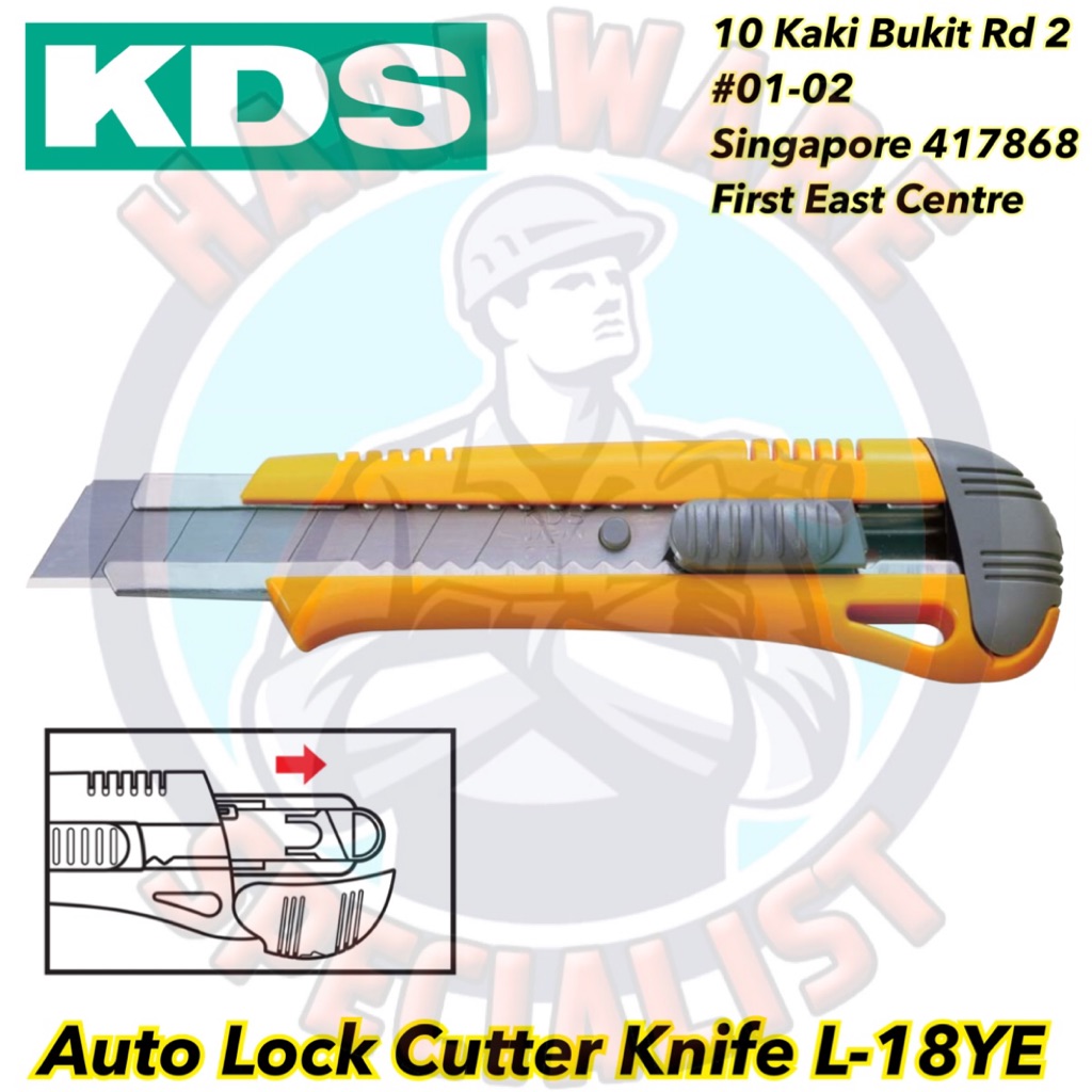 KDS Autolock 18mm Cutter Knife L-18YE | Shopee Singapore