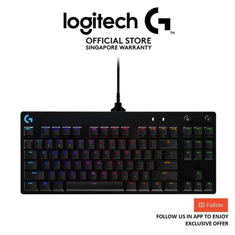 Logitech G Pro Mechanical Lightsync RGB Gaming Keyboard (GX-BLUE CLICKY ...
