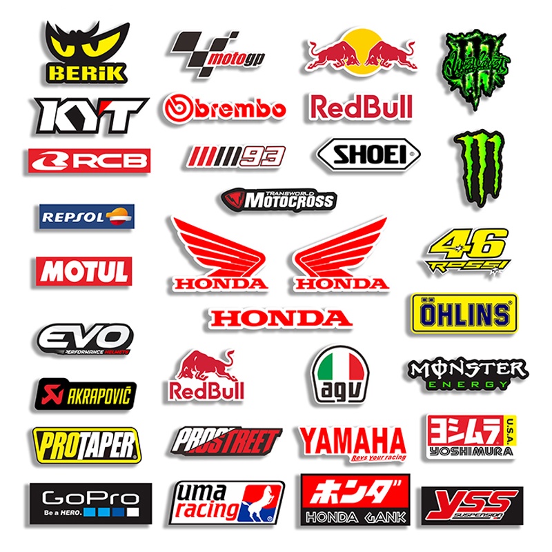 Racing Sponsor Helmet Decals Decorative Reflective Motorcycle Sticker ...