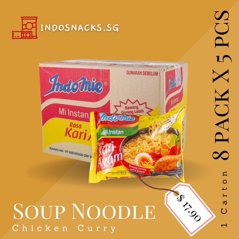 Indomie Soup Noodle Chicken Curry 8packsx5pcs HALAL | Shopee Singapore