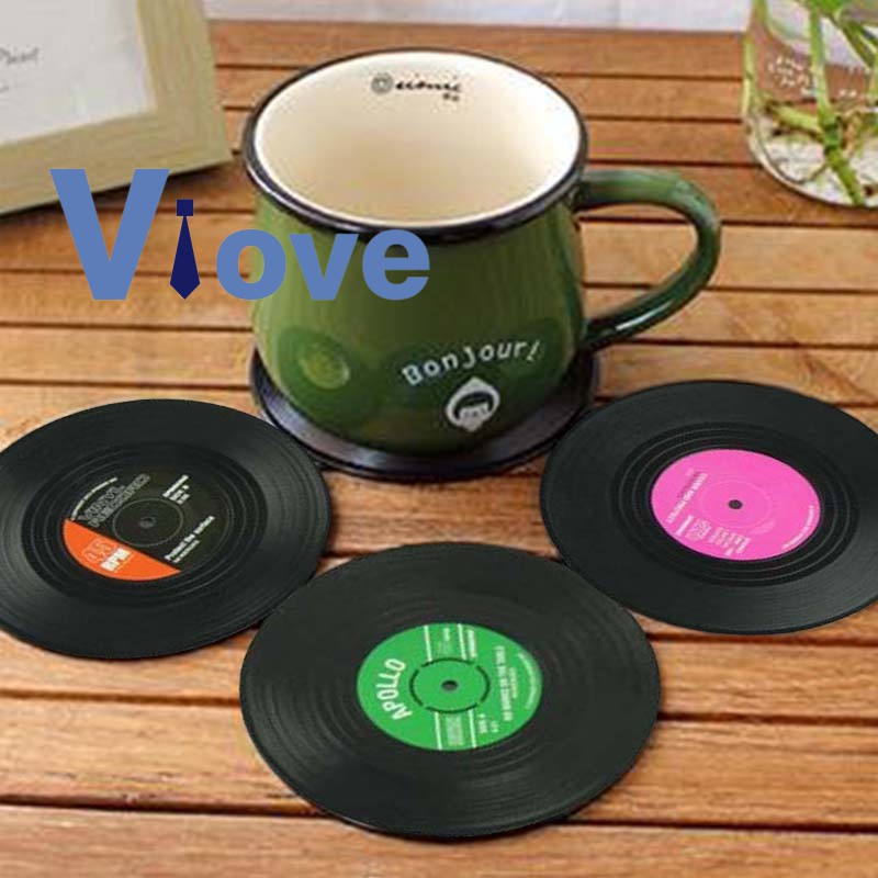 6pieces / Set Spinning Retro Vinyl Disc Drink Coasters | Shopee Singapore