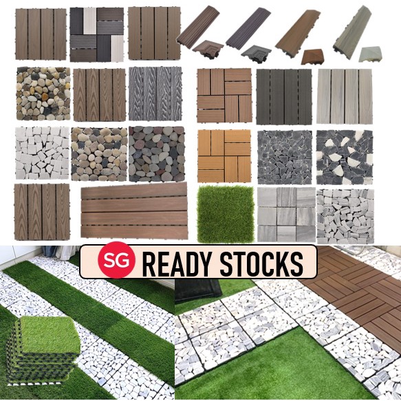 [SG] Floor Decking Tile Outdoor Tiles DIY Wood Stone Artificial Grass ...