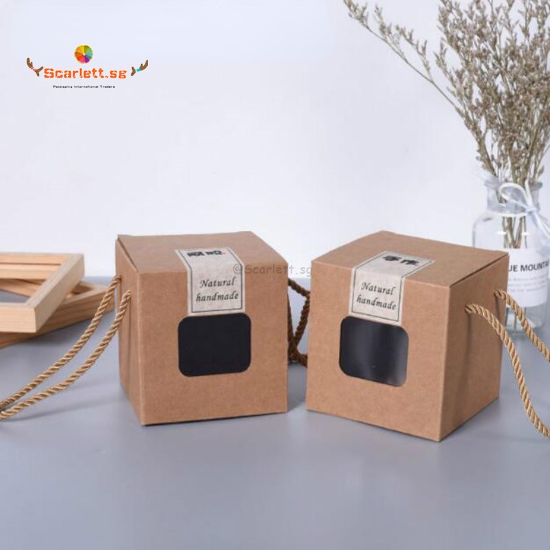 10pcs/lot Brown/Red Mini Paper Box With PVC Clear Window Kraft Paper ...