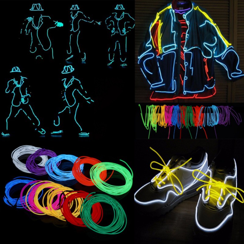 3V/5V/12V Neon Light EL Wire Led Dance Party Decor Car Lights Neon LED ...