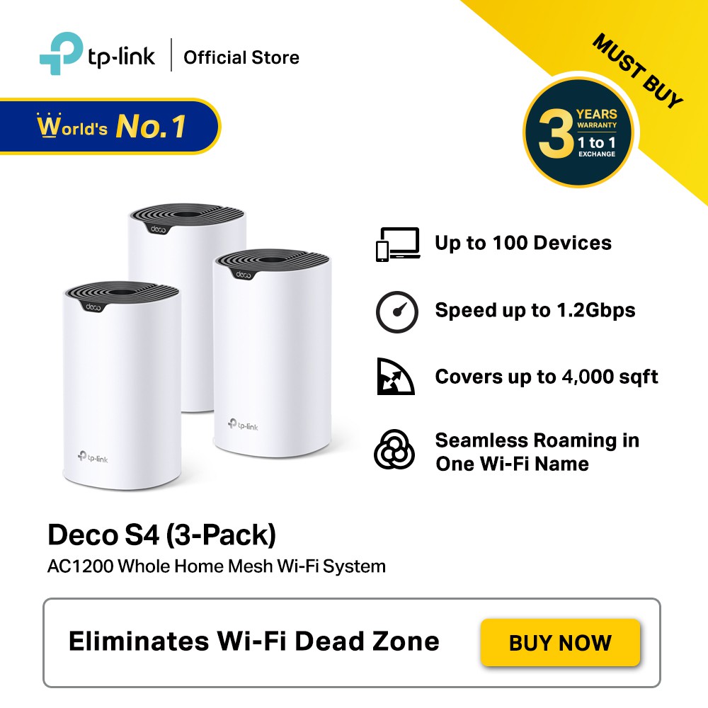 TP-LINK Deco S4(3-pack) AC1200 Dual Band Whole Home Mesh WiFi System ...