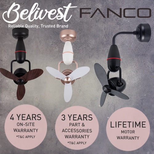 (Dual Hanging System) FANCO NANO DC Motor Corner / Wall Fan - 3 Blades ...