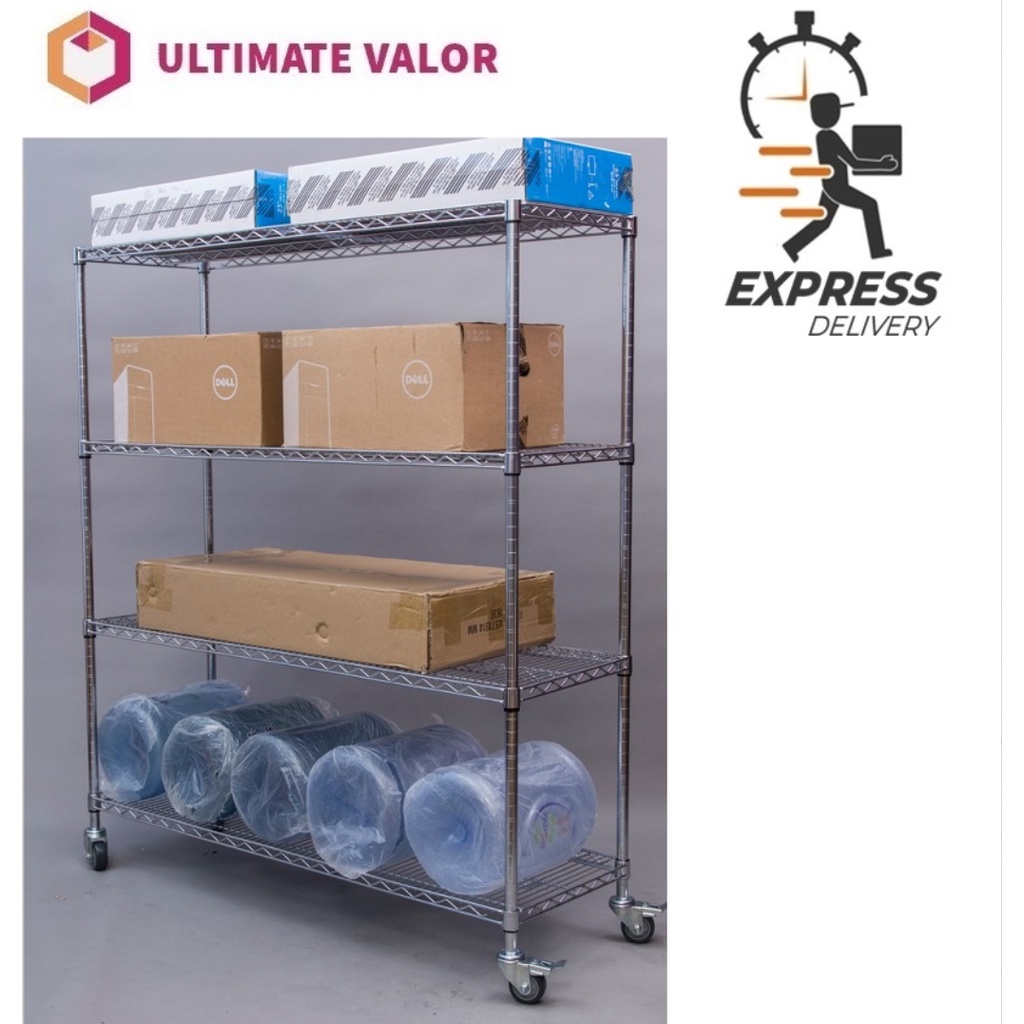 [SG SELLER] Industrial Stainless Steel Metal Movable Storage Rack ...