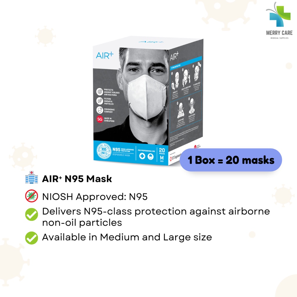 AIR PLUS N95 Protect Mask Respirator 20/pcs | Shopee Singapore