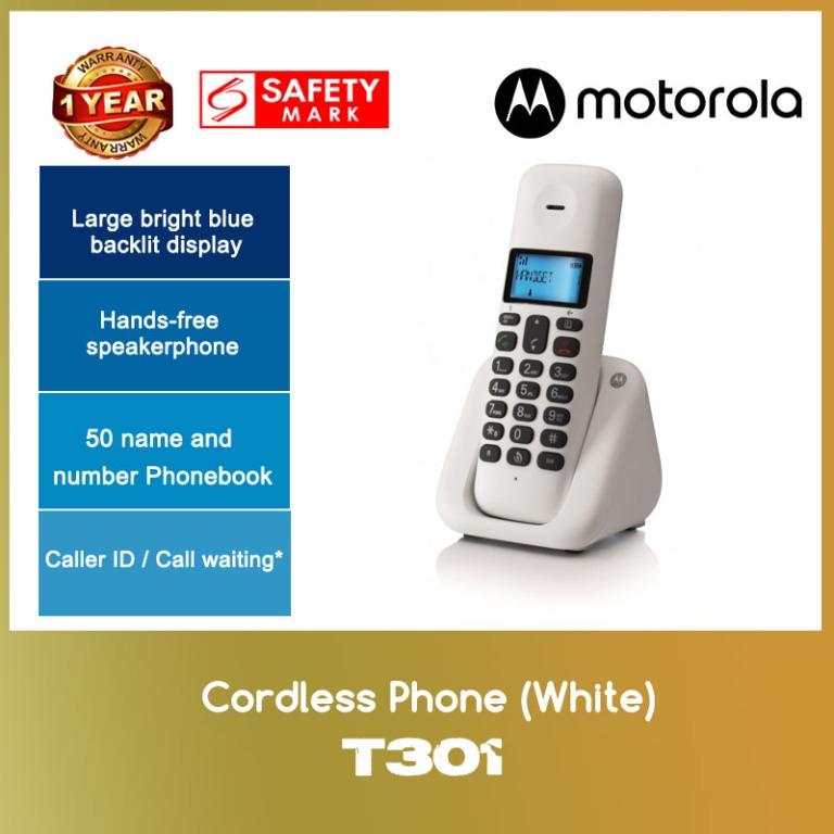 Motorola T301 Cordless Phone (White) WITH 1 YEAR WARRANTY | Shopee Singapore