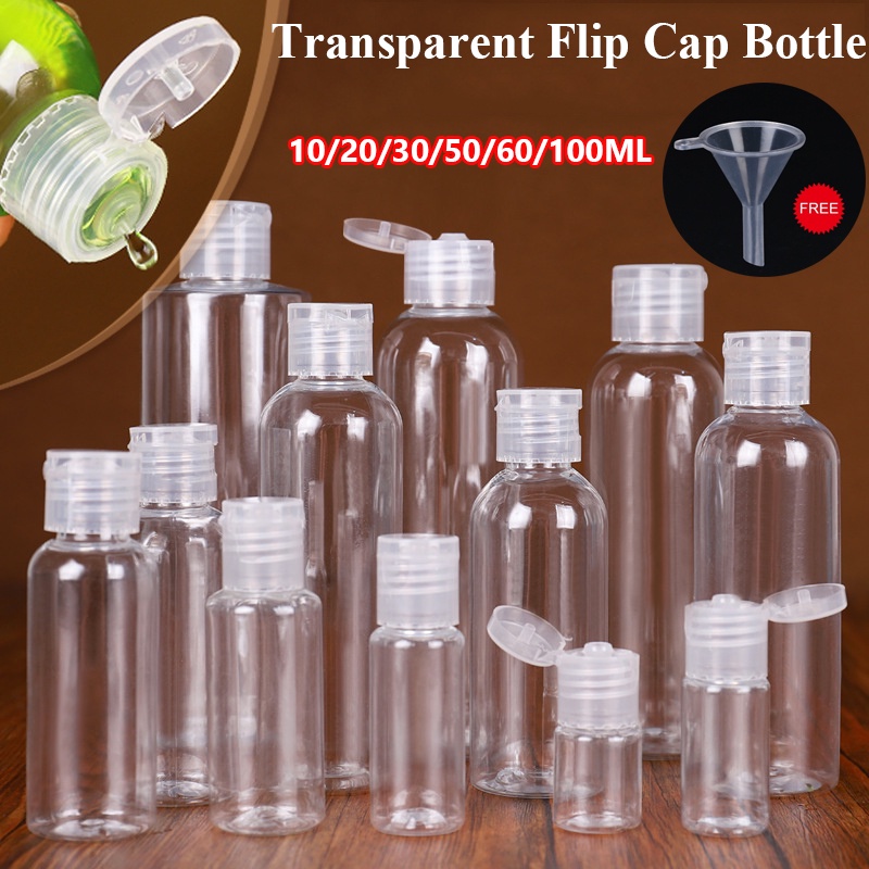 1pc 10/20/30/50/60/100ml Plastic Flip Cap Bottles Empty Vail for Travel ...