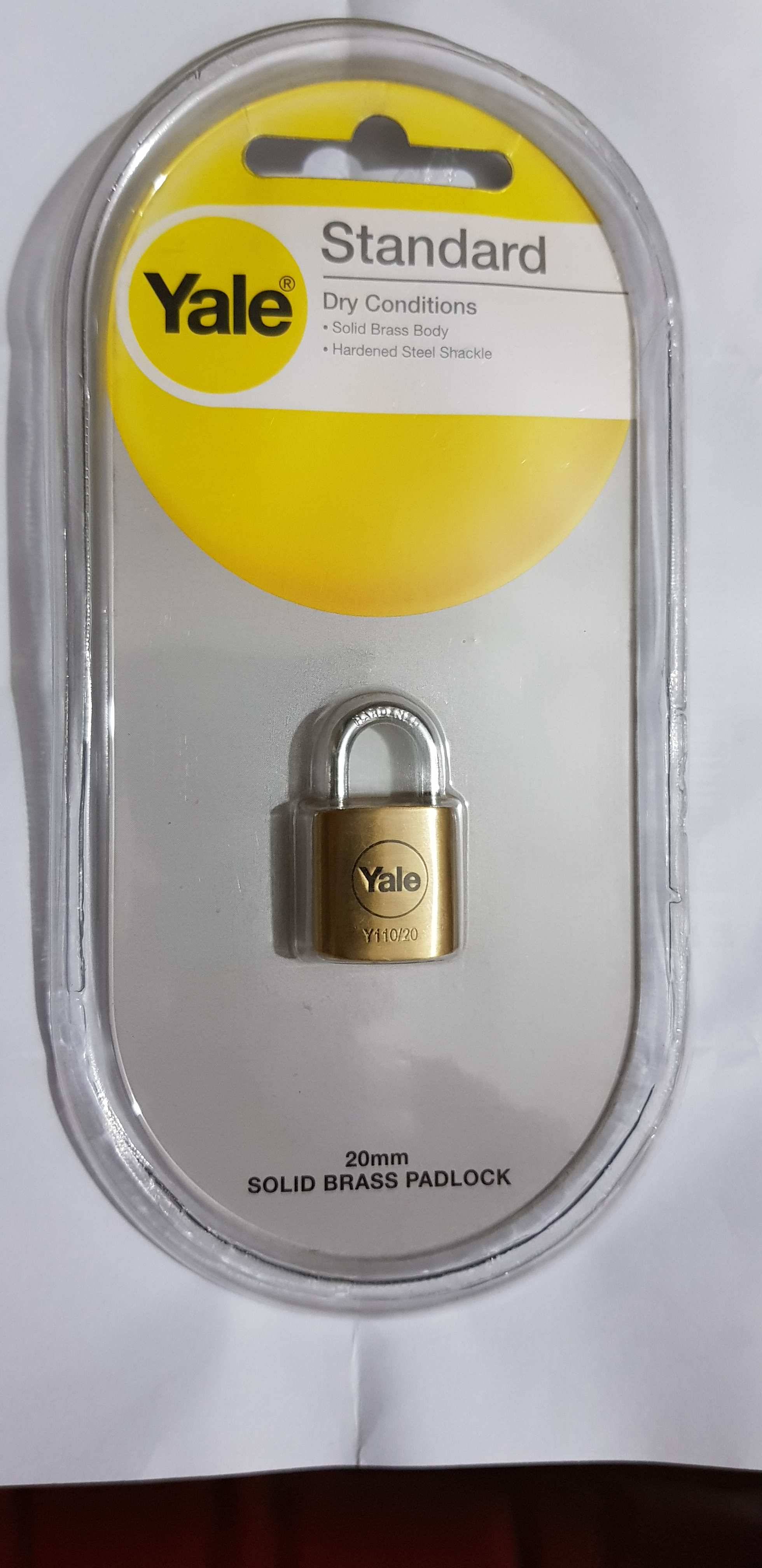 Yale Y110/20/111/1 or Yale Y110/20/111/2 Brass Padlock 20mm (Authorised ...
