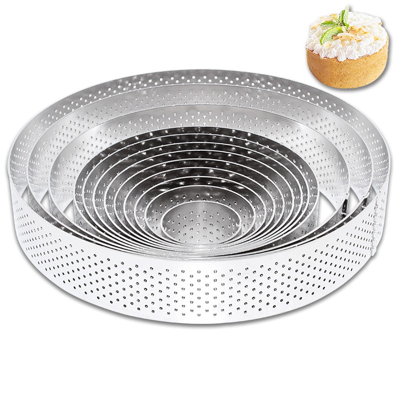 35mm High 3.5-20cm Round Perforated Ring Stainless Steel Cake Making ...
