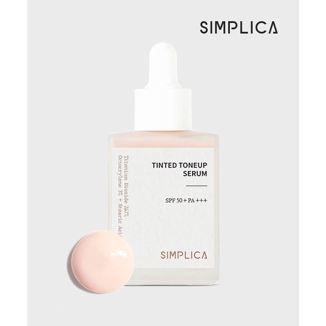 SIMPLICA Tinted Tone up SPF50+ PA+++ Vegan Serum 30ml Sunscreen Hypoallergenic Skin Glow ...