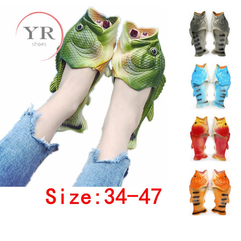 Ready Stock Creative Fish Slippers Couple Outdoor Beach Travel Fish ...