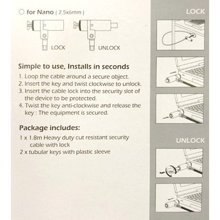 Laptop Key Cable HP Nano Lock Security Anti Theft Kit for Laptop ...