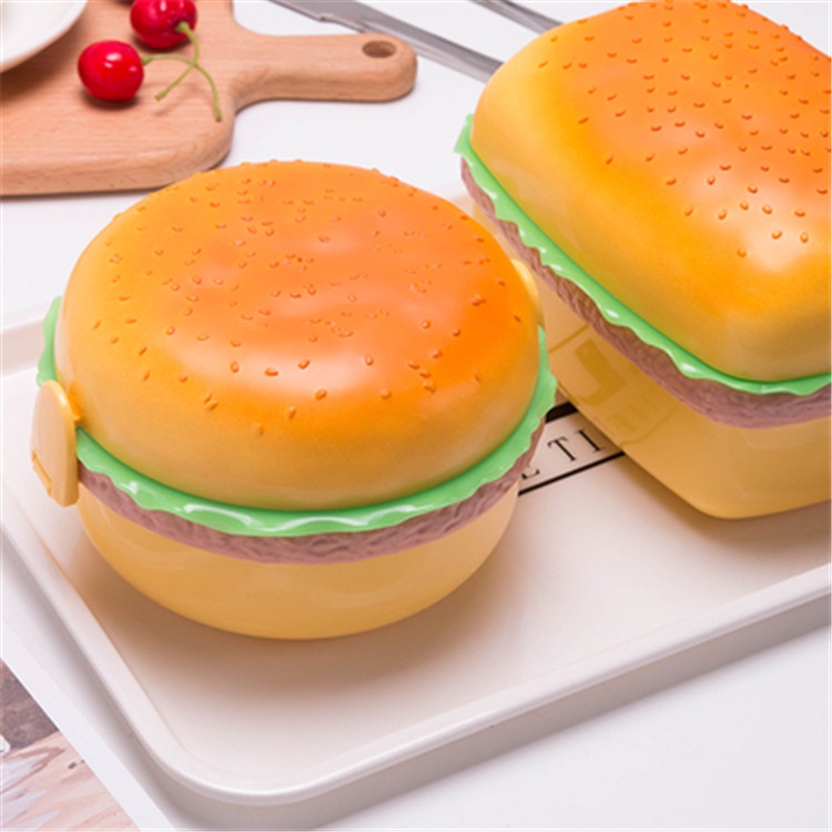Cute Hamburger Double Tier Lunch Box Burger Box Bento Lunchbox Children ...