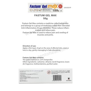 Fastum Gel Max 50g - for muscle and joint pain | Shopee Singapore