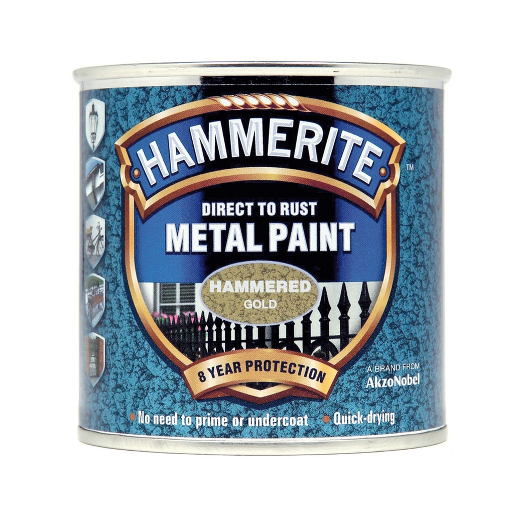 HAMMERITE DIRECT TO RUST METAL PAINT HAMMERED (GOLD) 250ML | Shopee ...