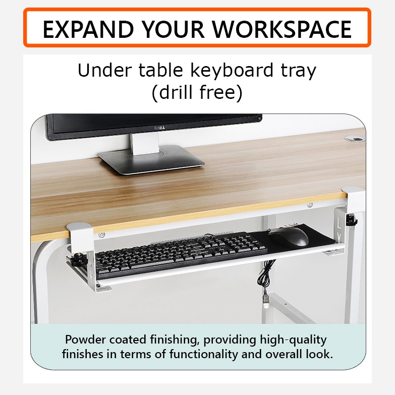 Under Desk Keyboard Tray Keyboard Mount Computer Drawer Clamp-On ...