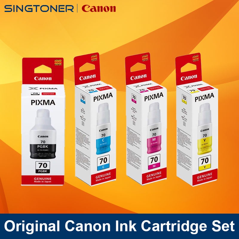 [Original] Canon GI-70 GI 70 GI70 PG Black Cyan Magenta Yellow Refill ...