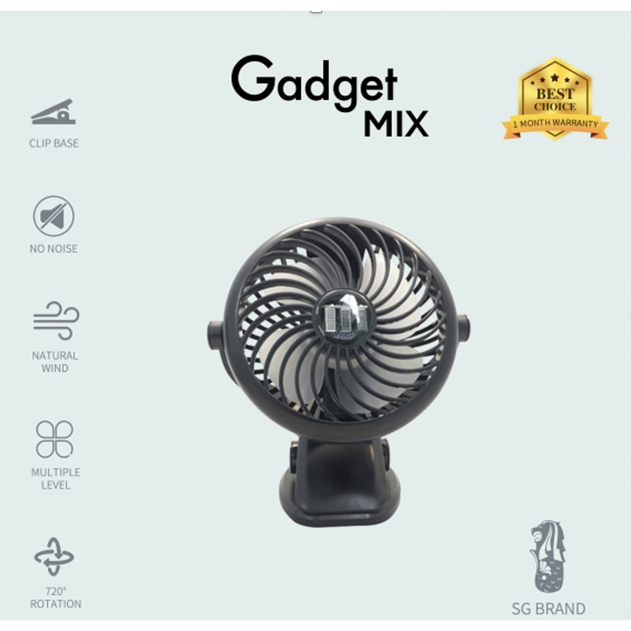 Gadget MIX DIGINUT - CL-15 Clip Fan/ 720 Degree Rotation/ Quiet ...