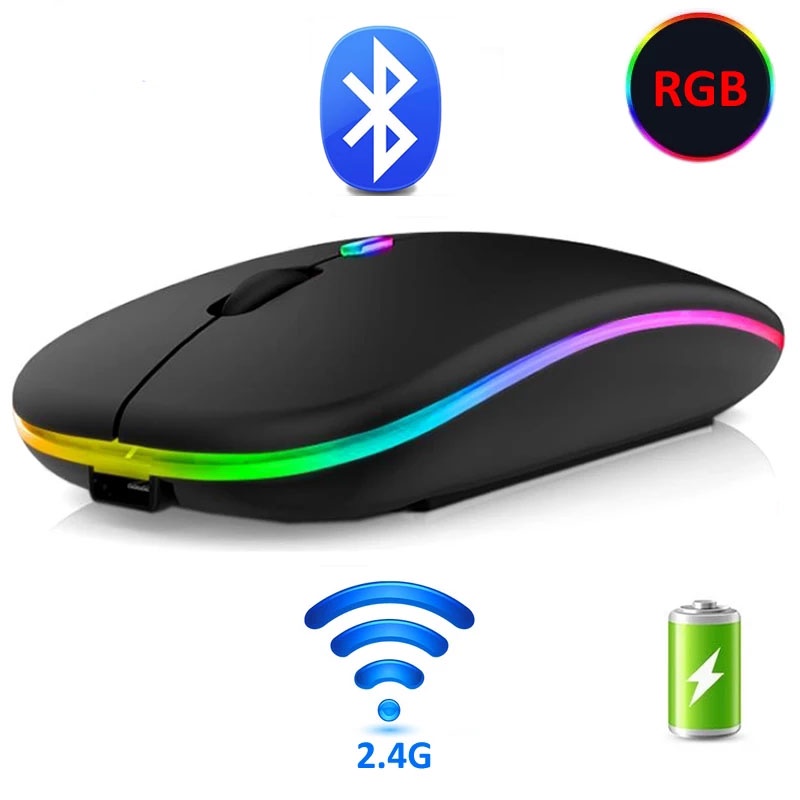 Wireless Mouse RGB Bluetooth Computer Mouse Silent Rechargeable ...