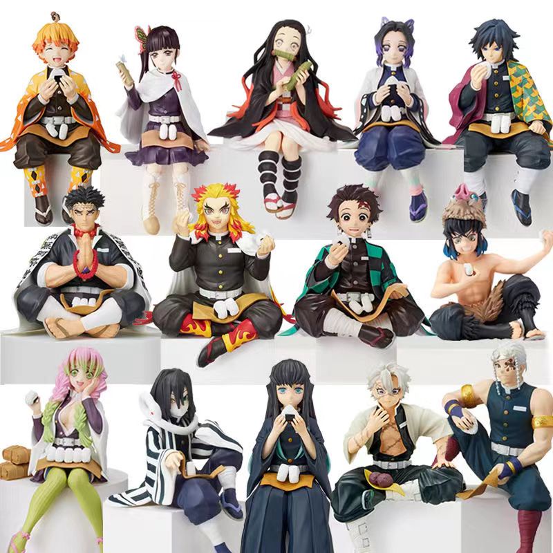 Demon Slayer Anime Figure Sitting position eat rice PVC Figure Model ...