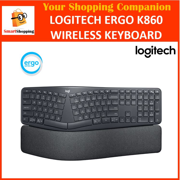 Logitech Ergo K860 Wireless Ergonomic Keyboard with Wrist Rest (920 ...