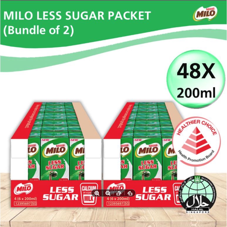 [[Bundle of 2]] MILO UHT Less Sugar Chocolate Malted Milk 24x200ml ...