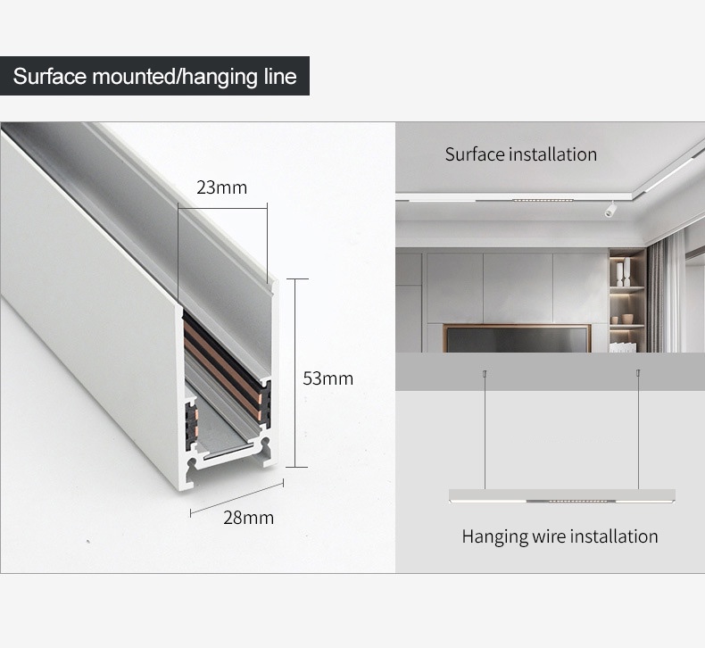 Smart White Recessed Magnetic Track Lights Dimmable 48V Surface mounted ...