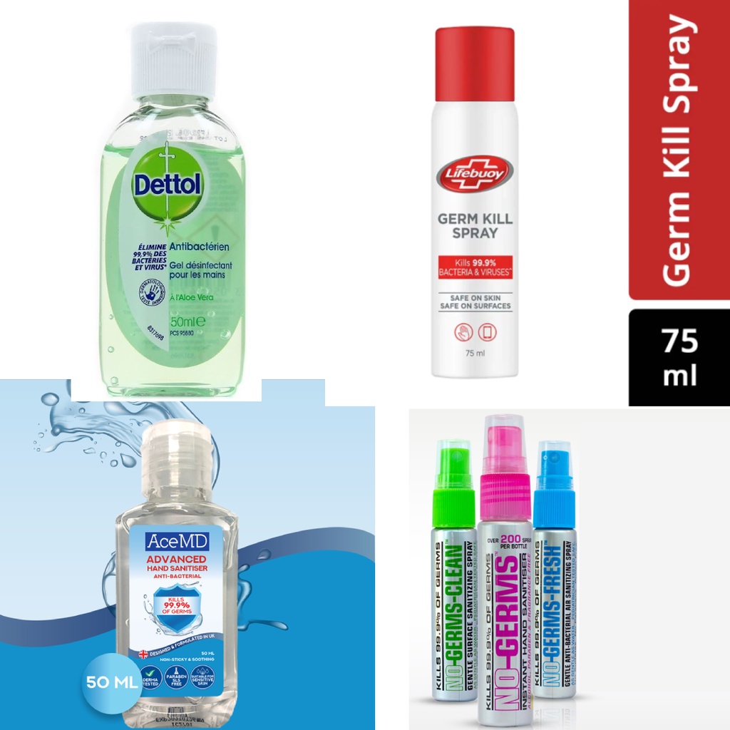 Travel Size Mini Hand Sanitizer Spray / Gel ( LIFEBUOY 75ml / DETTOL ...