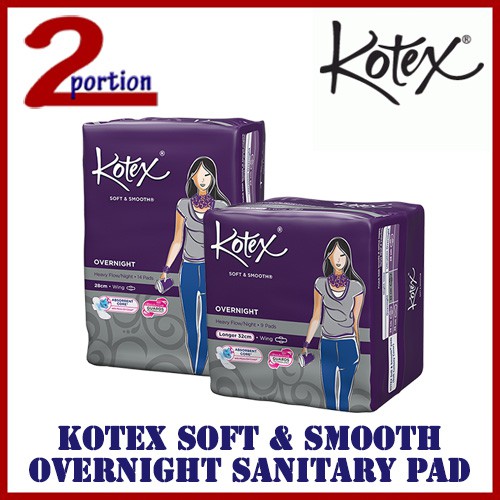 [BUNDLE OF 3] KOTEX SOFT N SMOOTH OVERNIGHT/HEAVYFLOW WING 28CM/32CM ...