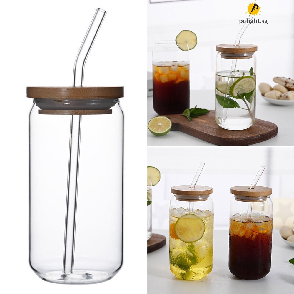 550ml/470ml Glass Cup With Lid and Straw Transparent Bubble Tea Cup ...