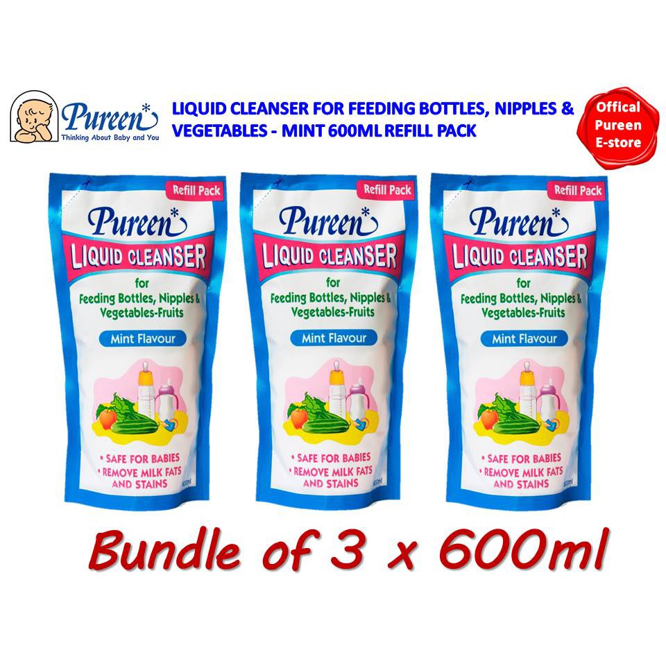 Pureen Liquid Cleanser Refill Pack 600ml x 3 Packs | Shopee Singapore