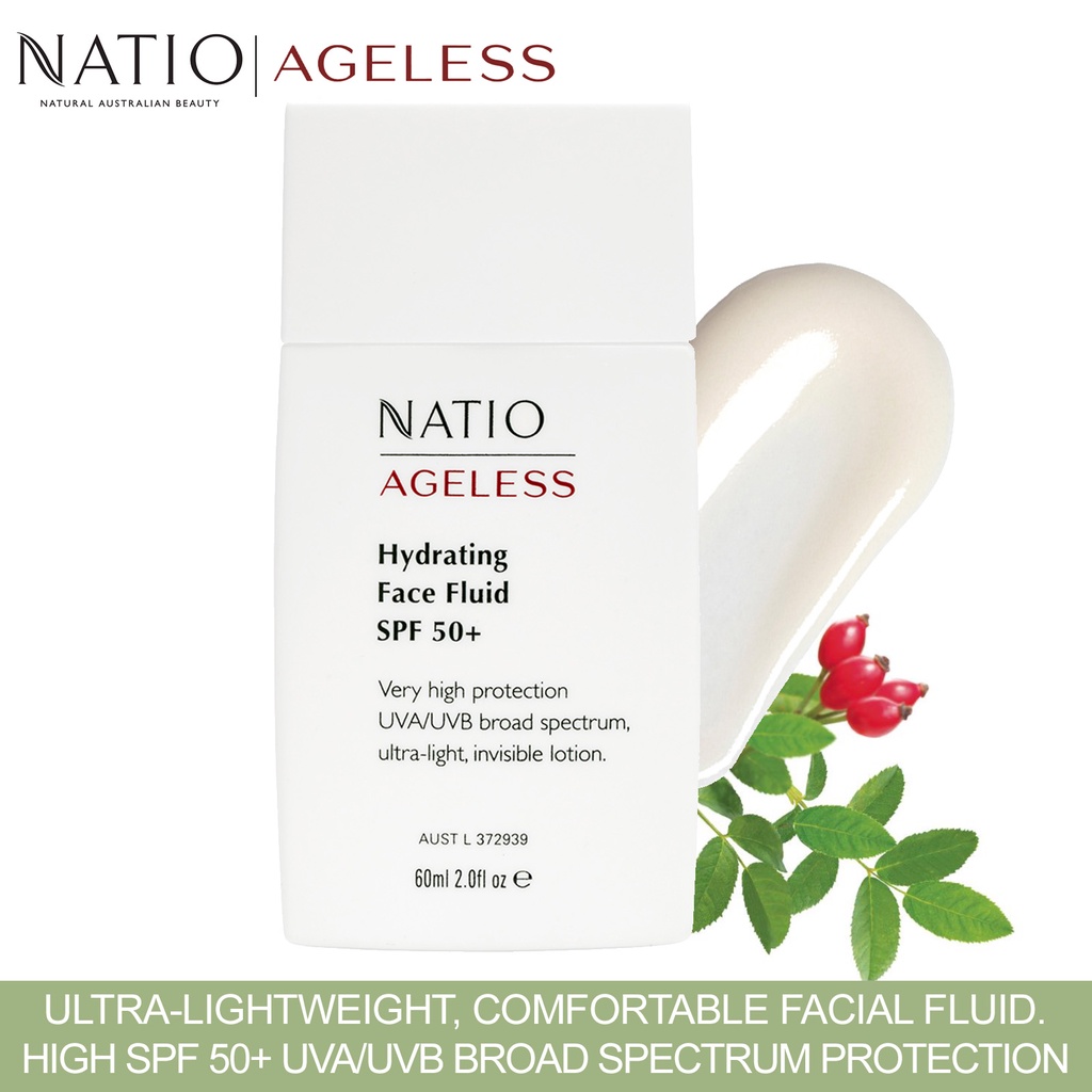 Natio Ageless Hydrating Face Fluid SPF 50+, 60ml | Shopee Singapore