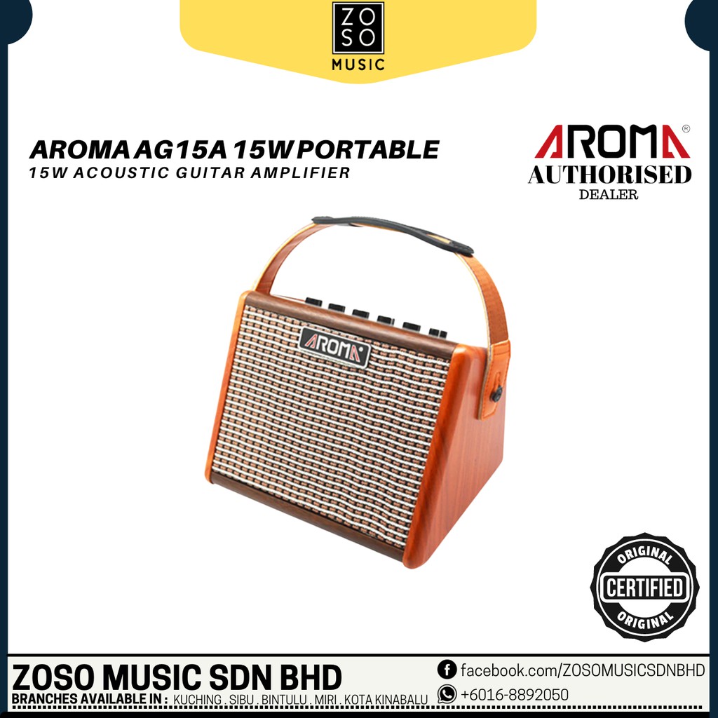 AROMA AG15A 15W PORTABLE ACOUSTIC GUITAR AMP W/RECHARGEABLE BATTERY (AROMA/ AG15A/ 15W/ ACOUSTIC ...