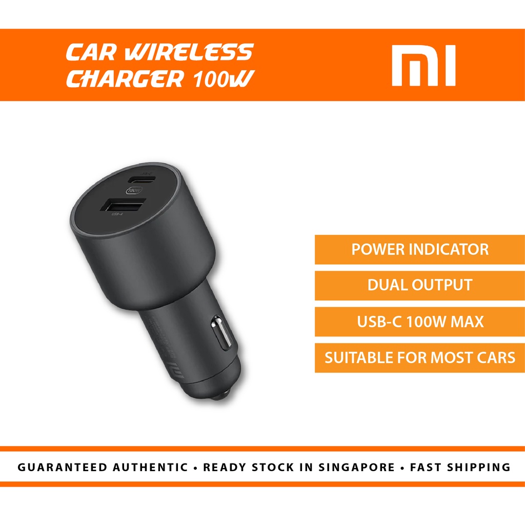 XIAOMI CAR WIRELESS CHARGER 1A1C 100W FAST CHARING DUAL TWO OUTPUT TYPE ...