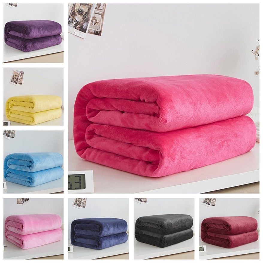 Soft Blanket Solid Color Fleece Throw Bedding Sheet For Adults Home ...