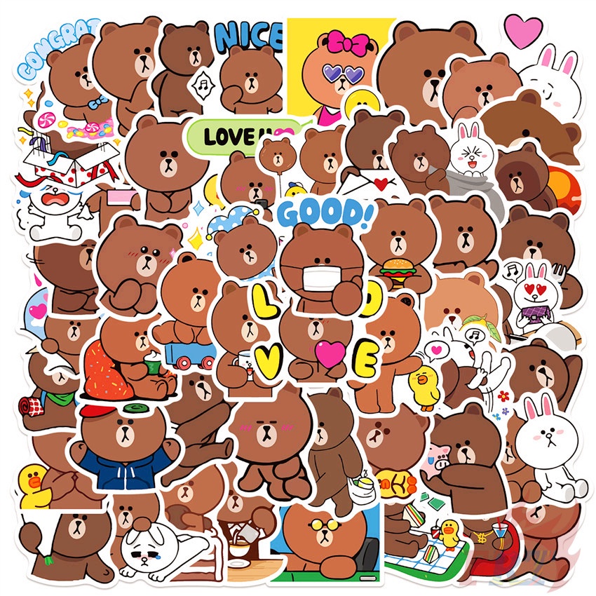 Line Sticker Brown Bear