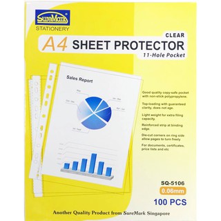 Copy Safe Pocket Sleeve/ sheet protector A4 Suremark/BIndermax 0.06mm/0 ...