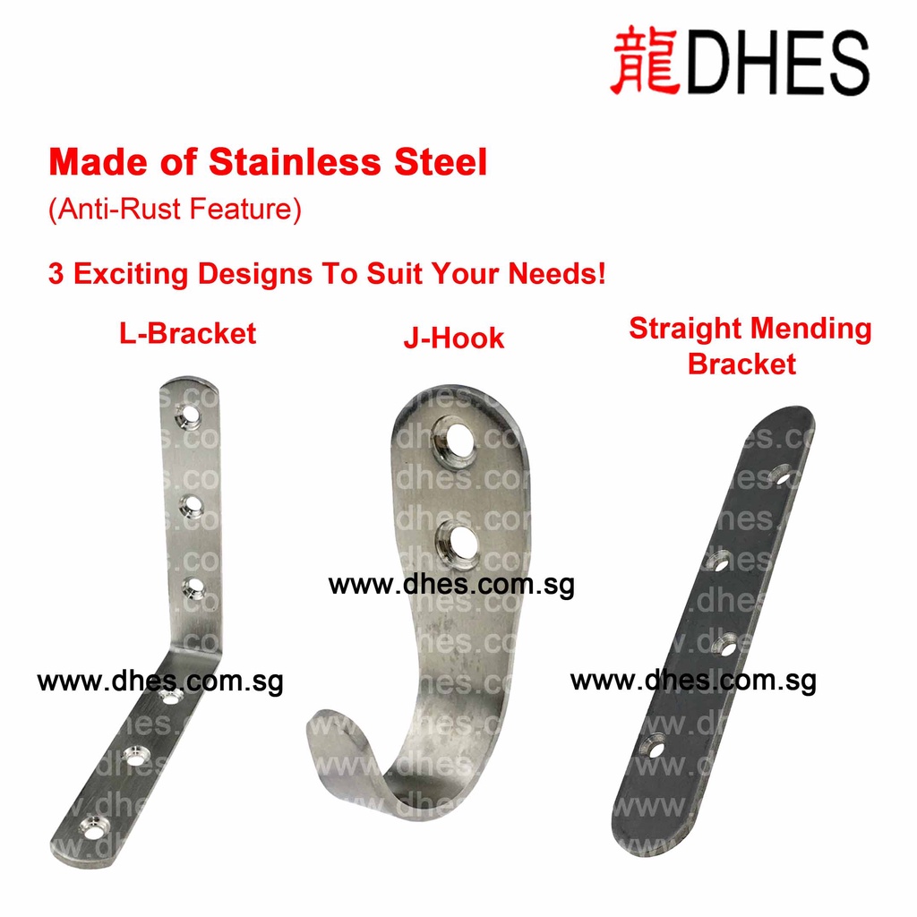 DHES Stainless Steel Anti Rust Heavy Duty L Shape Bracket 5 Sizes ...
