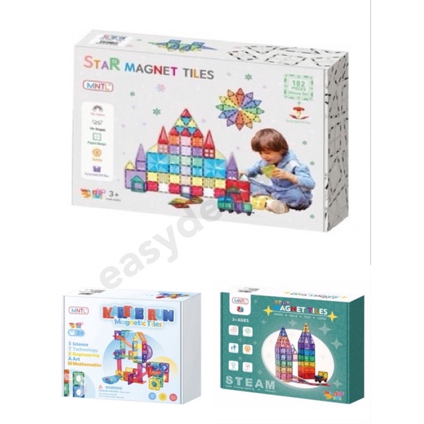182 Pcs Deluxe Set/ 108 Pieces MNTL Star Magnet Tiles Toy Set / 100 PCS ...