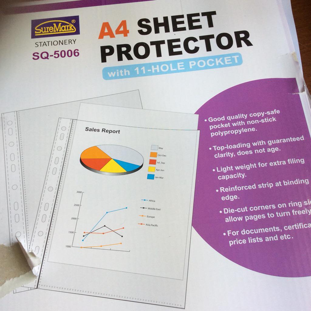 Copy Safe Pocket Sleeve/ sheet protector A4 Suremark/BIndermax 0.06mm/0 ...