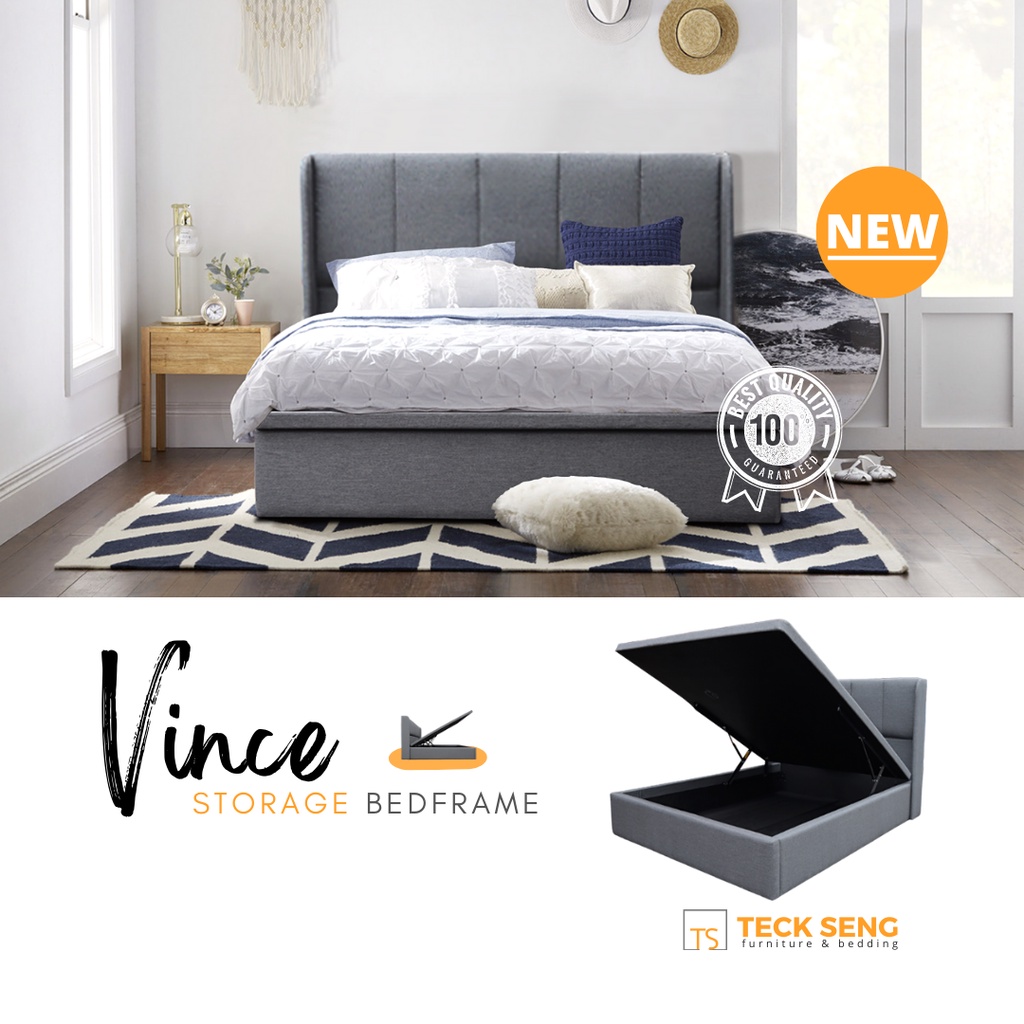 [TECK SENG] VINCE Modern Storage Bed Frame/ Imported Gas Lift Hydrolic ...
