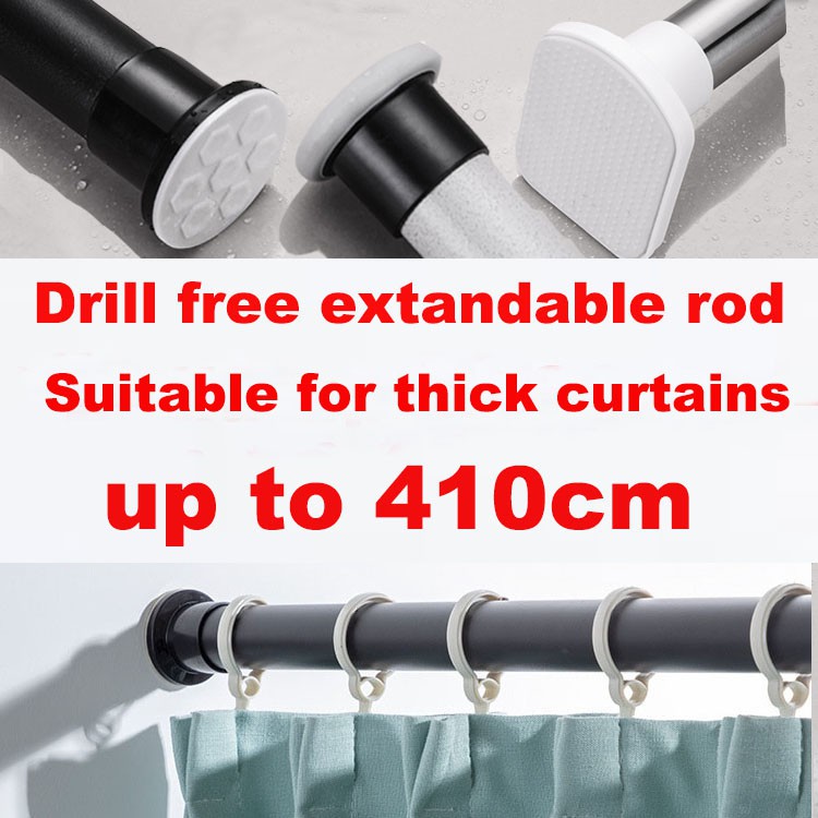 Drill free Multi-purpose Heavy duty Curtain Rod Hanger to 410 cm ...
